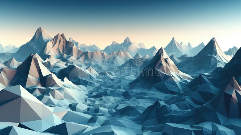 Geometric Peaks, a Cubist Interpretation of a Mountain Range Stock ...