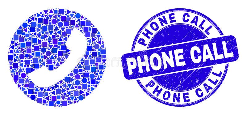Blue Distress Phone Call Stamp Seal and Phone Call Mosaic Stock Vector ...