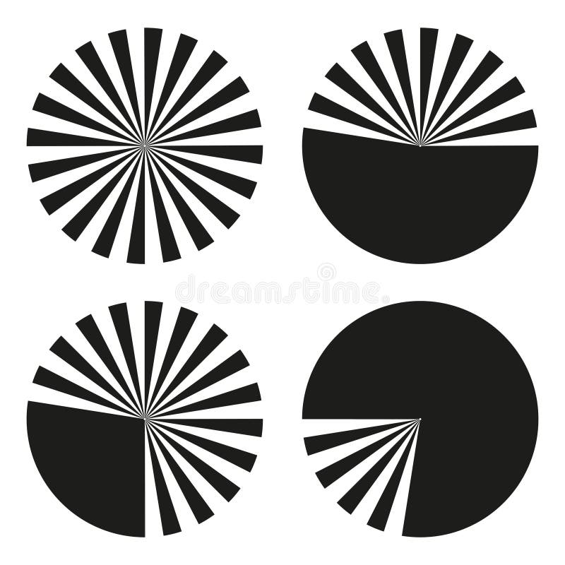 Geometric Pie Charts. Circular Segment Icons. Abstract Black Graphics ...