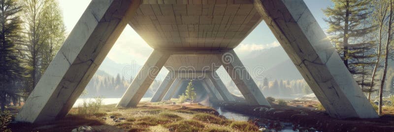 The Geometric Pillars of the Bridge Framed the Surrounding Landscape ...