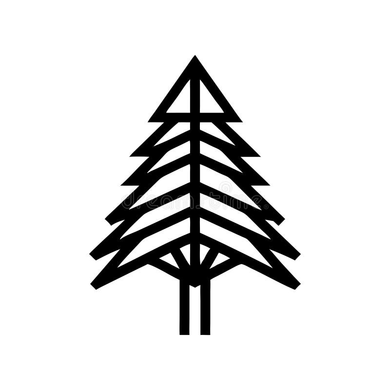Geometric Pine Tree Illustration: Modern Design in Black and White for ...