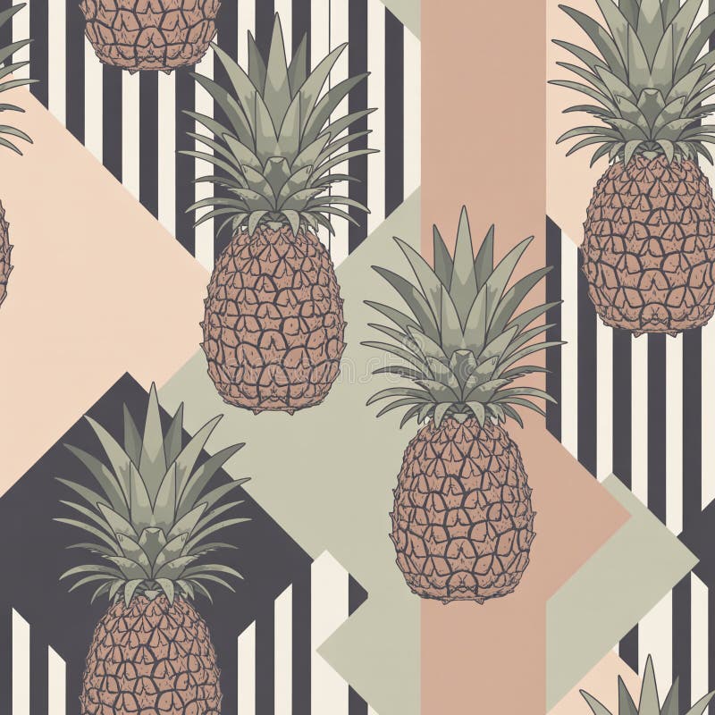 Geometric Pineapple Pattern Tropical Summer Fruit Background Design ...