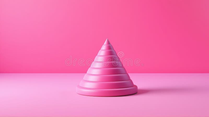 Geometric Pink Cone on Monochrome Background: Modern Abstract Design ...