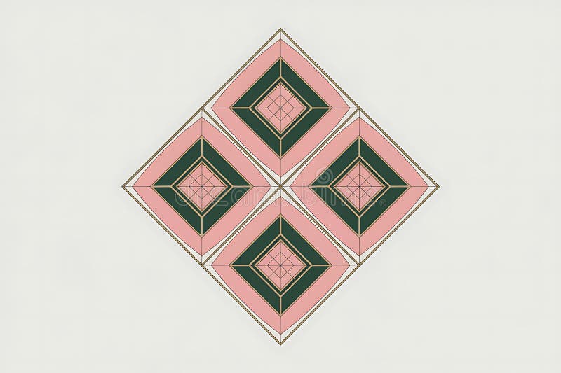 Geometric Pink Green Gold Diamond Pattern Design Stock Image - Image of ...