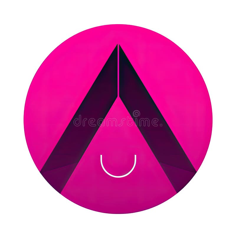 Geometric Pink Triangle in Round Frame. Stock Illustration ...