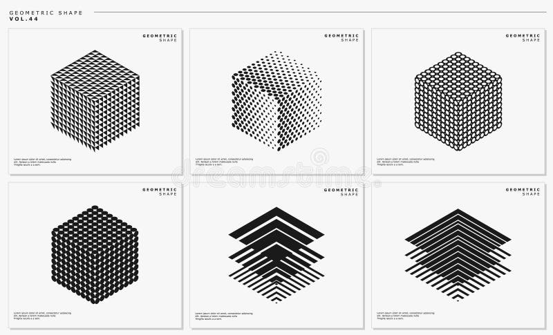 Geometric Pixel Abstract Box Logo Design Template Set. Modern Cube ...