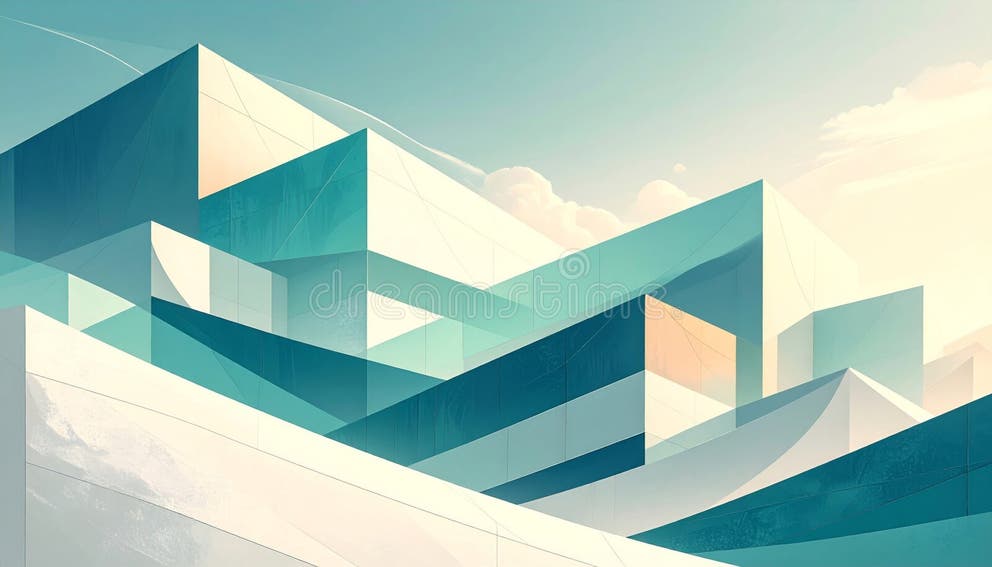 Geometric Pixel Art with Teal and White Abstract Triangles on Light ...