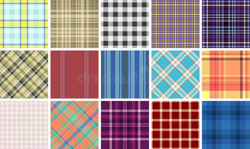 Geometric Plaid and Checkered Patterns Designed for Textile and Fabric ...