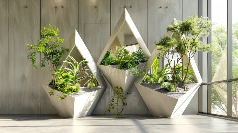 Geometric Plant Stands with Mirrored Surfaces for Added Visual Interest ...