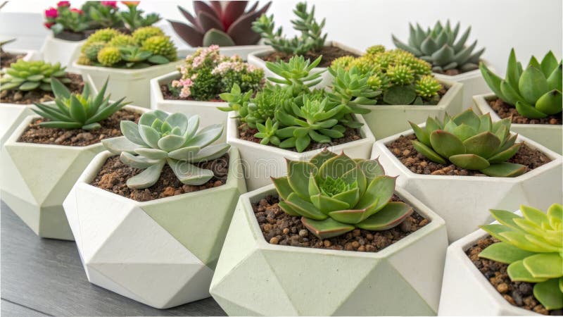Geometric Arrangement Diverse Succulent Plants Stock Photos - Free ...