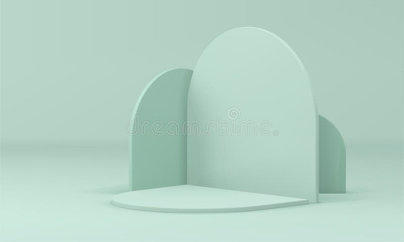Geometric Podium 3d Foundation Semicircle Corner Stage Minimal Platform ...