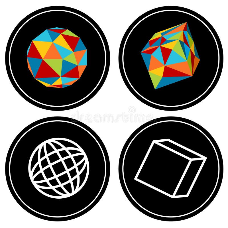 Geometric Polygon Icon Set stock vector. Illustration of shape - 50994192