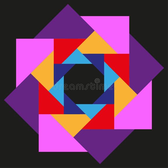 Geometric Polygon Symbol. Square Angular Rotation. Abstract Colorful ...