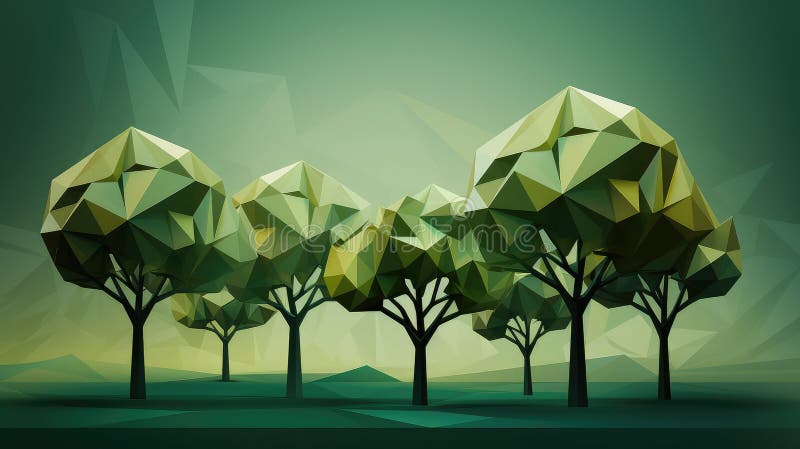 Geometric polygon trees stock illustration. Illustration of scene ...