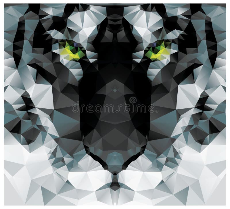 Geometric Polygon White Tiger Head, Triangle Pattern Design Stock ...