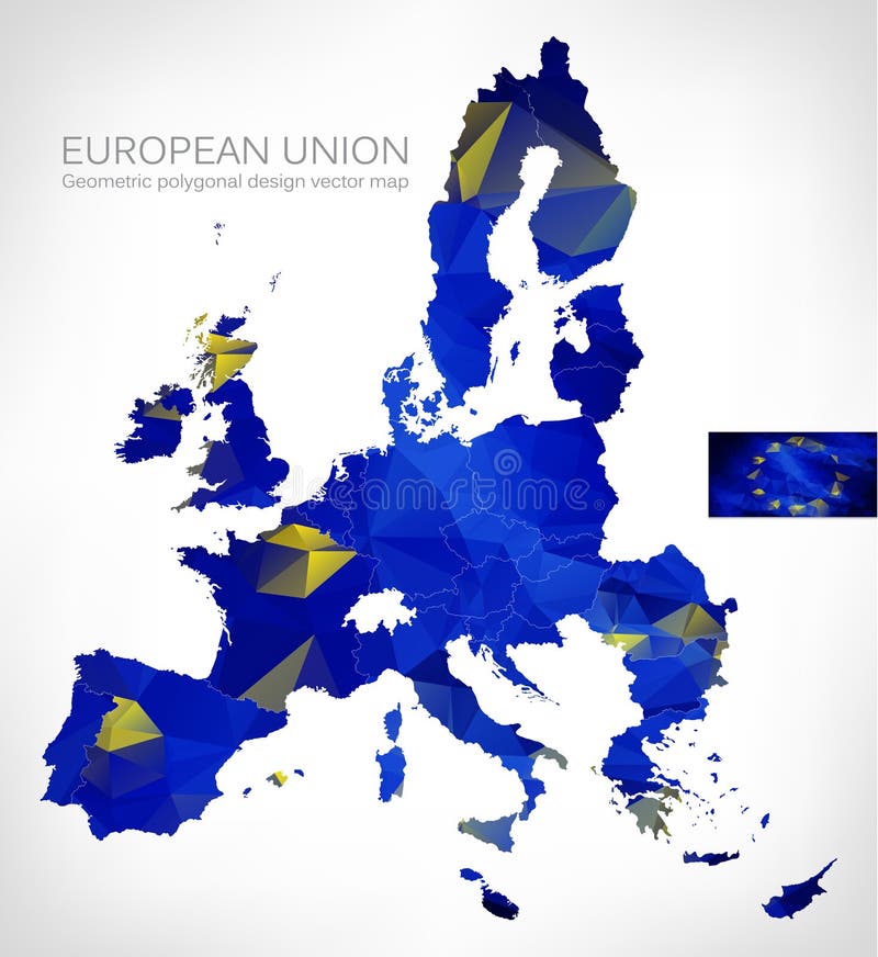 Geometric Polygonal Design Vector Map of the European Union Stock ...