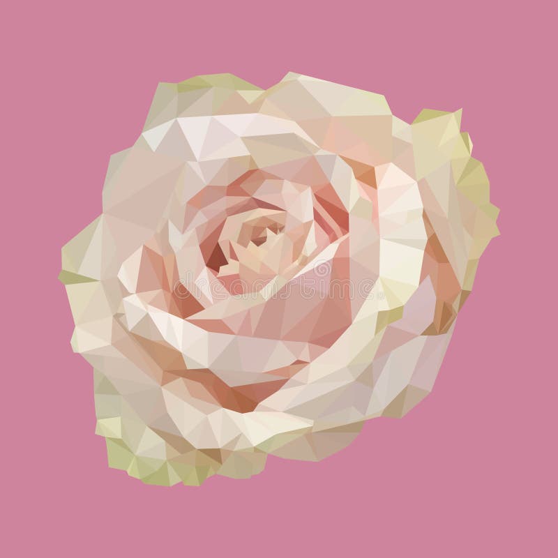 Polygonal Pink Rose. Poly Low Geometric Triangle Flower Vector Stock ...