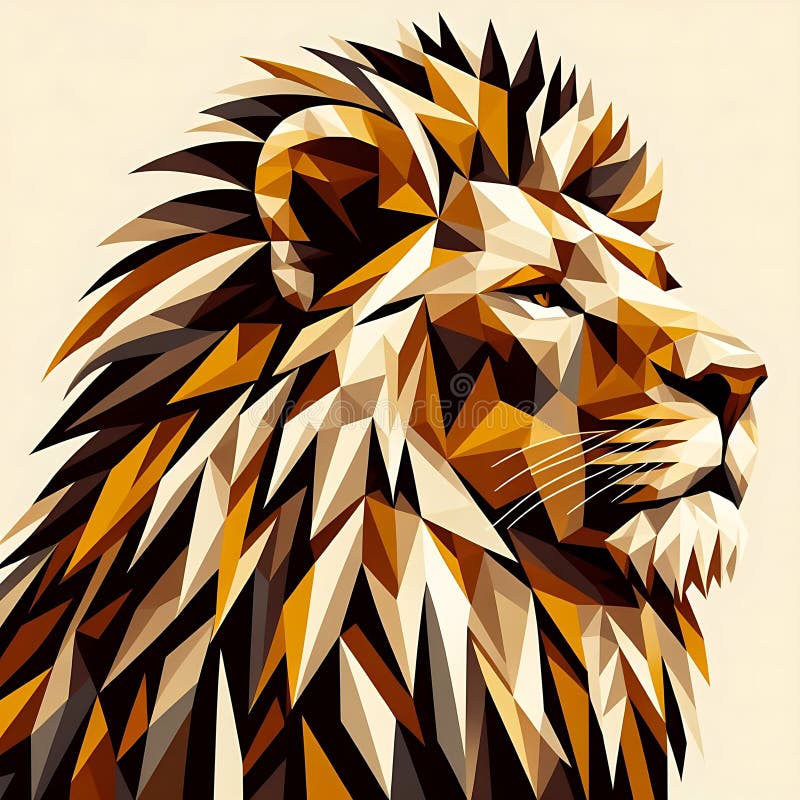 Geometric Polygonal Lions Head Art Stock Illustration - Illustration of ...
