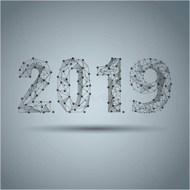 Geometric Polygonal 2019 New Year Greeting Card. Low Poly Triangle ... Geometric Polygonal 2019 New Year Greeting Card. Low Poly Triangle ...