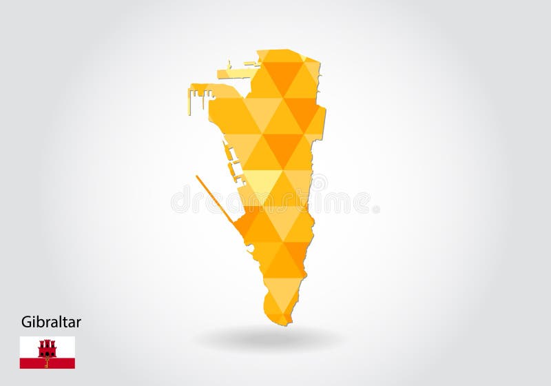 Geometric Polygonal Style Vector Map of Gibraltar. Low Poly Map of ...