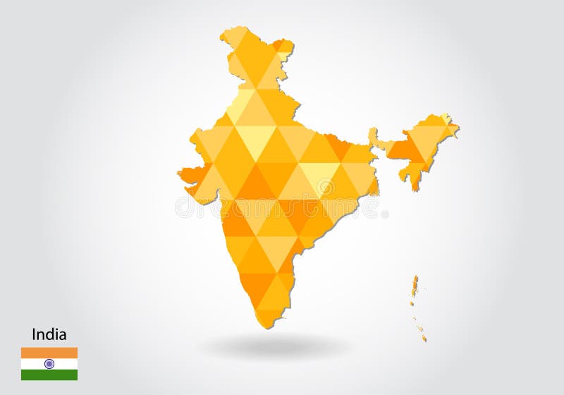 Geometric Polygonal Style Vector Map of India. Low Poly Map of India ...