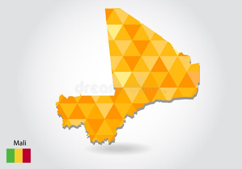 Geometric Polygonal Style Vector Map of Mali. Low Poly Map of Mali ...