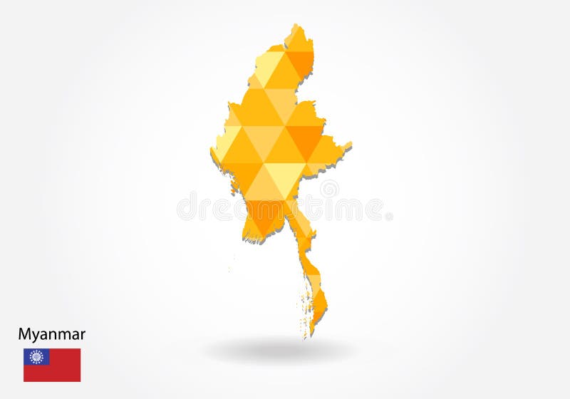 Geometric Polygonal Style Vector Map of Myanmar. Low Poly Map of ... Geometric Polygonal Style Vector Map of Myanmar. Low Poly Map of ...