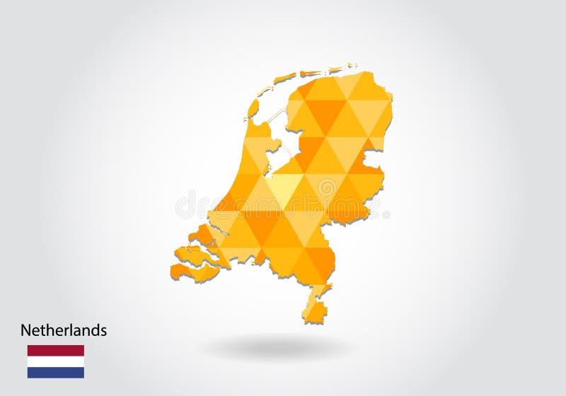 Geometric Polygonal Style Vector Map of Netherlands. Stock Vector ...
