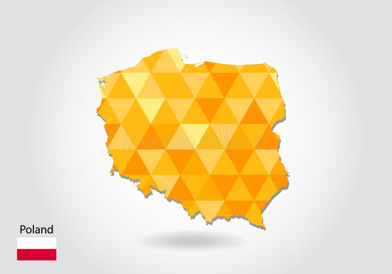Geometric Polygonal Style Vector Map of Poland. Low Poly Map of Poland ...
