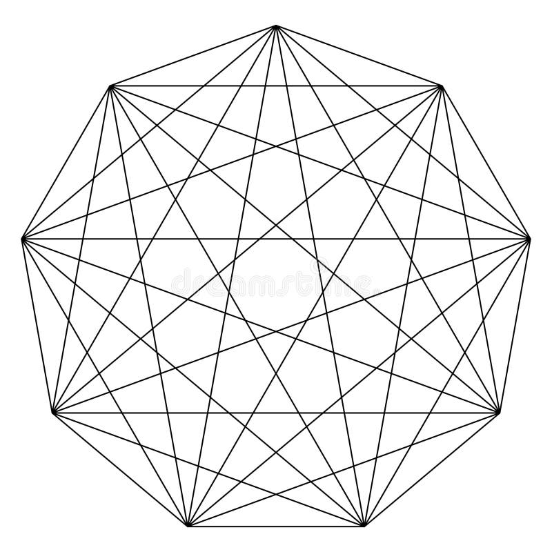 Geometric Polygone Element with Angles Drawn. Intersected Lines Star ...