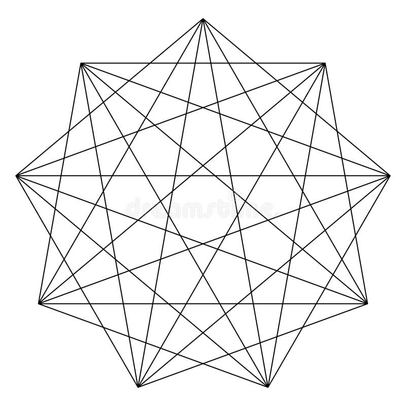 Geometric Polygone Element with Angles Drawn. Intersected Lines Star ...