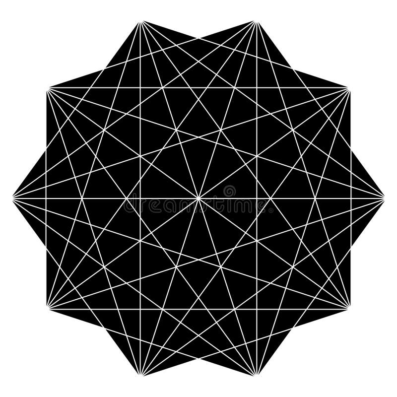 Geometric Polygone Element with Angles Drawn. Intersected Lines Star ...