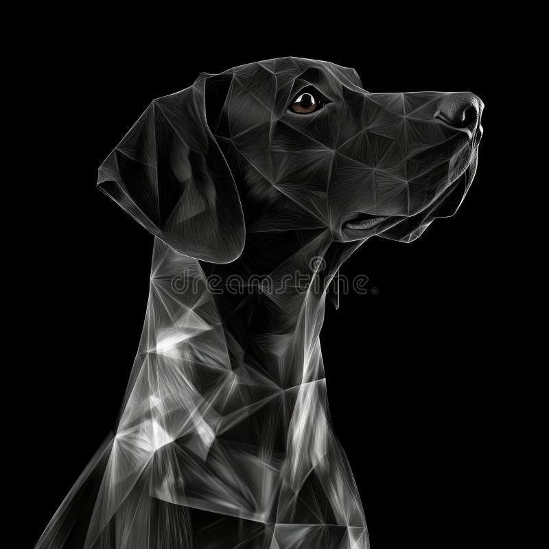 Geometric Portrait of a Black Labrador with Abstract Triangular ...