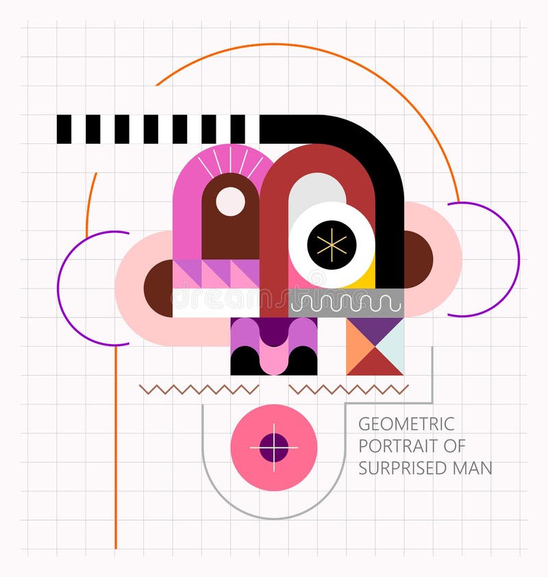 Geometric Portrait of Surprised Man Stock Vector - Illustration of ...