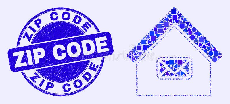 Blue Distress Zip Code Stamp and Post Office Mosaic Stock Vector ...
