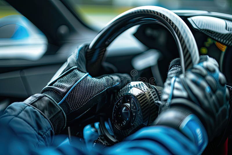 Geometric Precision: Driver S Gloved Hand on Steering Wheel ...