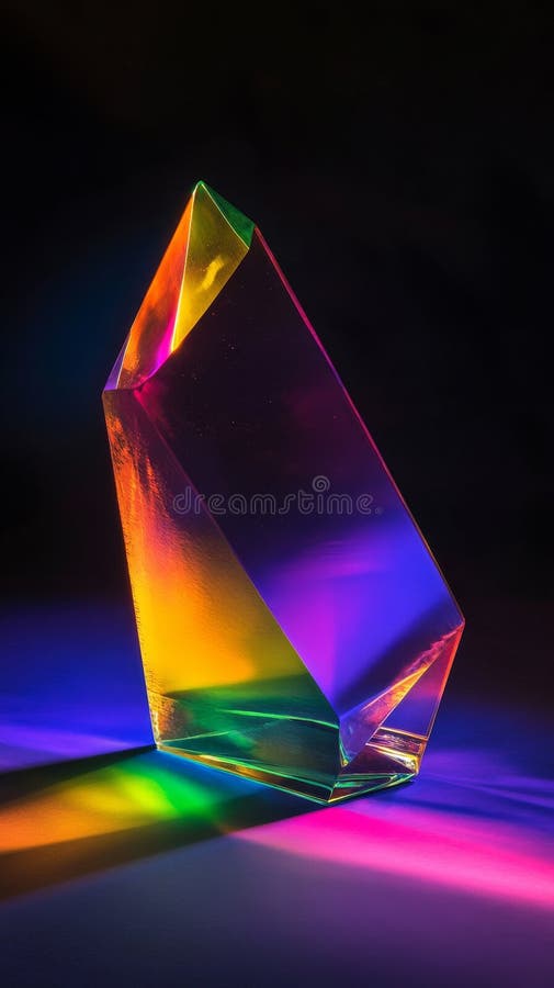 Geometric Prism with Rainbow Colors on Dark Background Stock Image ...