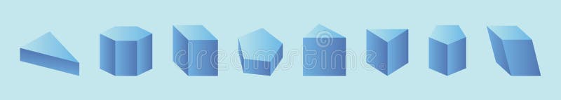 Geometric Prism Set. Cartoon Icon Design Template With Various Models ...