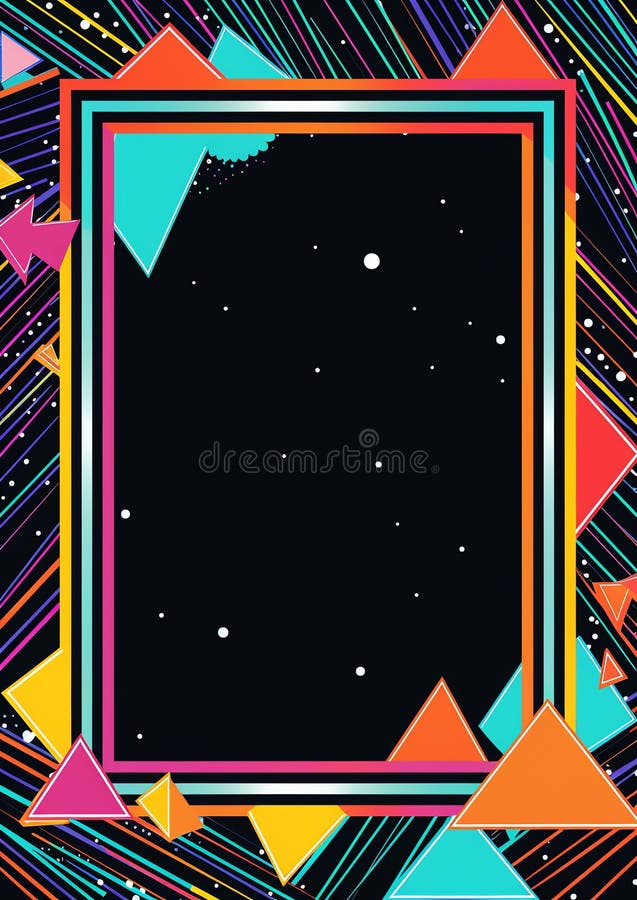 Geometric Prism Shape Frame 80s Retro Nostalgic Stock Illustration ...