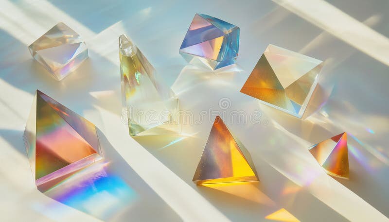 Geometric Prism Shapes with Rainbow Spectrum Light Diffraction and ...