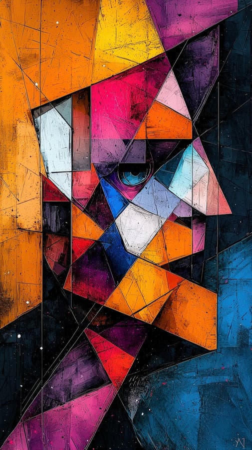 Geometric Profile of Face in Bold Colors Stock Image - Image of bold ...