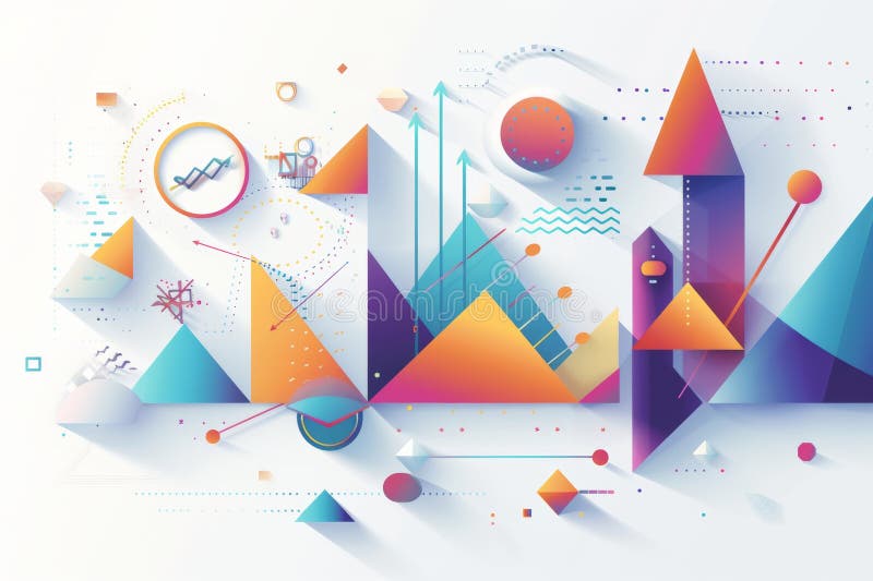 Geometric Progress Chart - Colorful Shapes - Business Growth ...