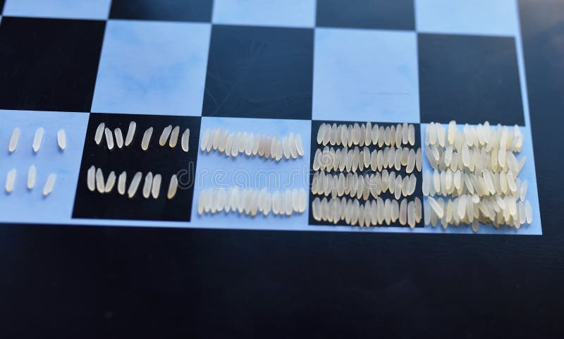 A Geometric Progression of Rice on a Chess Board Stock Photo - Image of ...