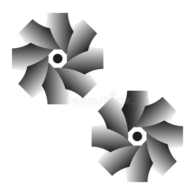 Geometric Propeller Shape. Abstract Rotating Form. Black White Contrast ...