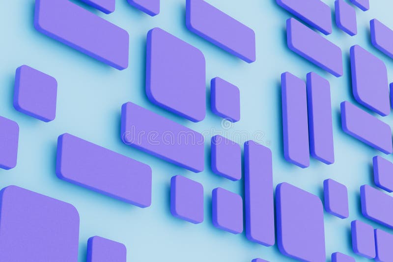 Geometric Purple Cubes Design on Blue Background. 3d Render Stock ...