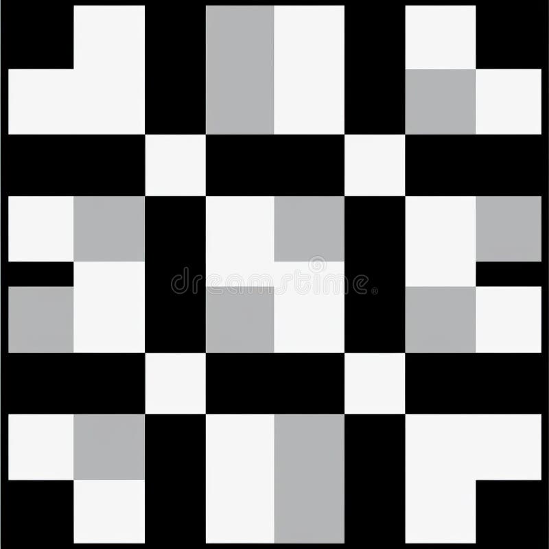 Geometric Puzzle: Black and White Square Pixel Pattern Stock ...