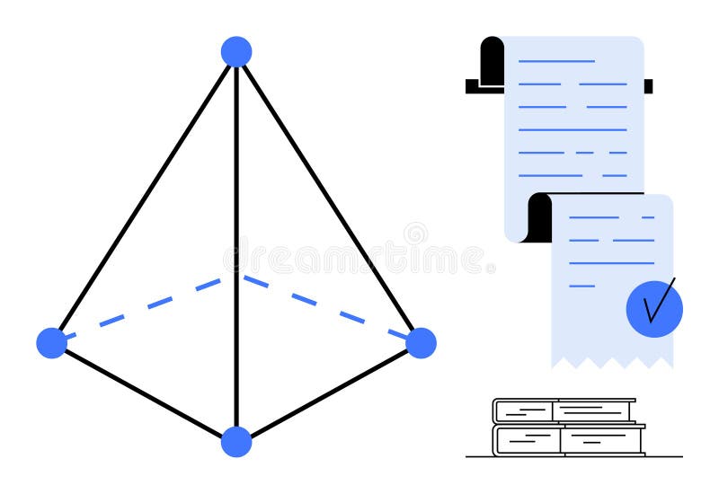 Geometric Pyramid with Documents and Books in Simple Color Infographic ...