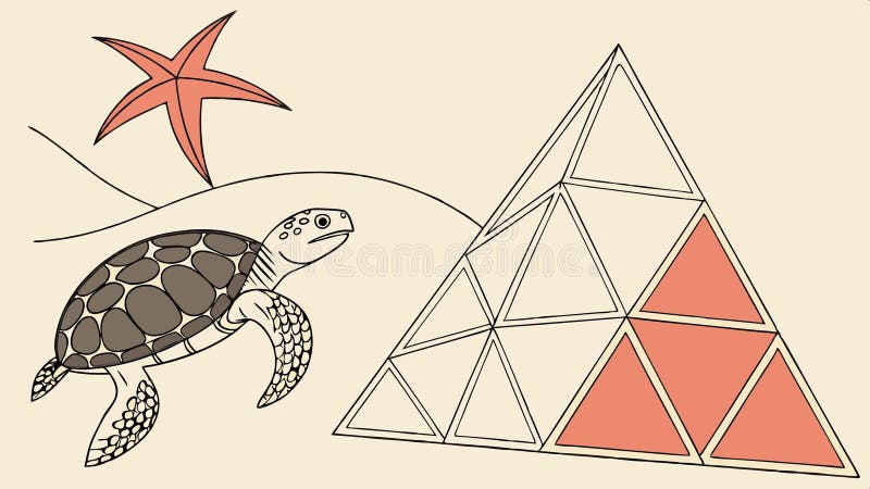 Geometric Pyramid Puzzle with Turtle and Starfish Vector Design ...