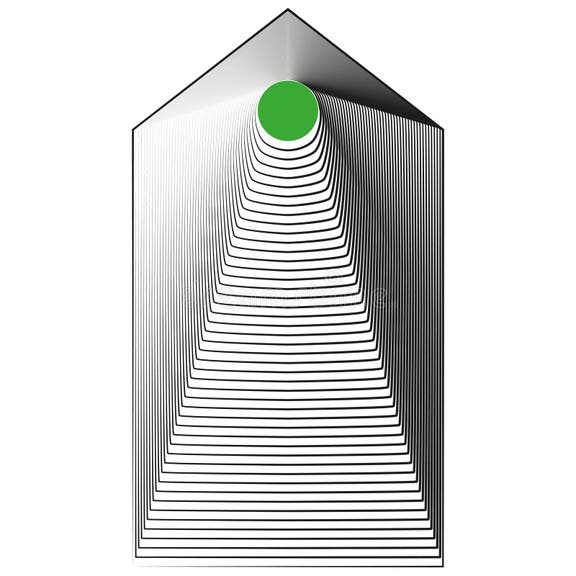 Geometric Pyramid Shape. Gradient Gray Lines. Green Dot Accent. Vector ...