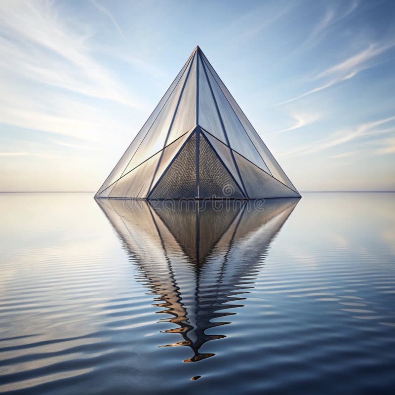 Geometric Pyramid with Sky Reflection Stock Illustration - Illustration ...